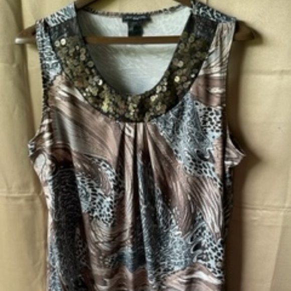 Notations | Tops | Notations Animal Print Sequence Sleeveless Pxl Top ...
